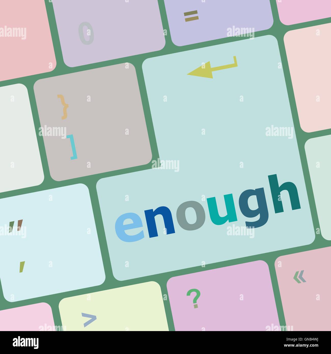 enough word on keyboard key, notebook computer button vector ...