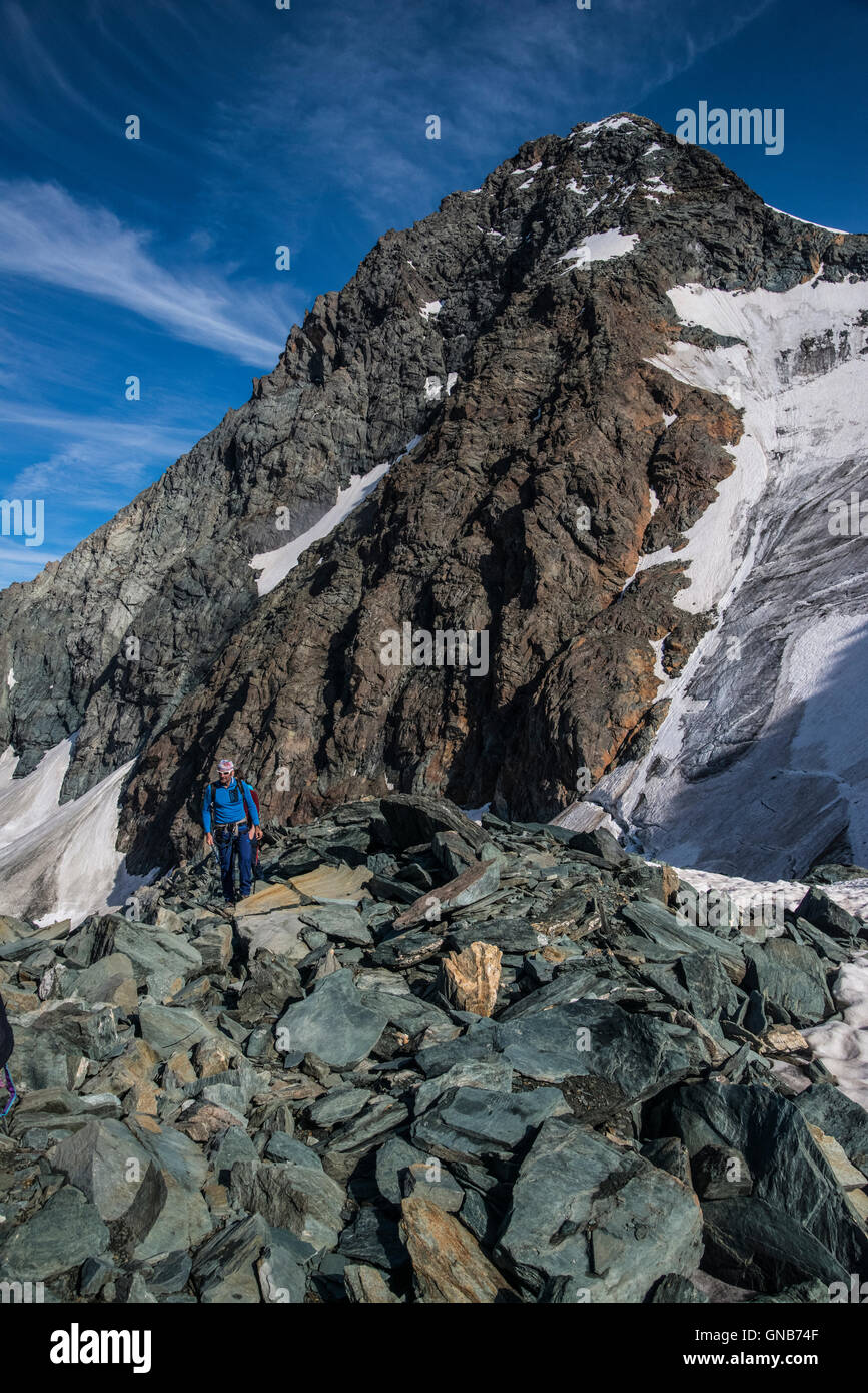 The Gross Glockner 3798m. Climbing on the Gross Glockner 3798m Stock ...