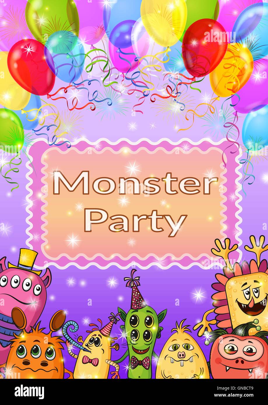 Cartoon Monsters Background Stock Vector Image & Art - Alamy