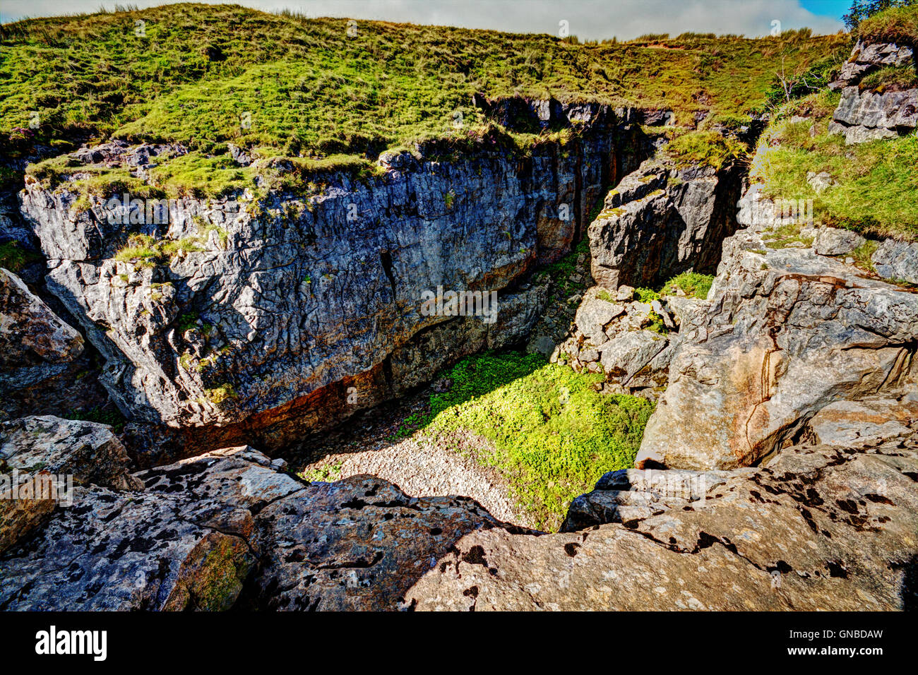 On the edge of Hull Pot Stock Photo - Alamy