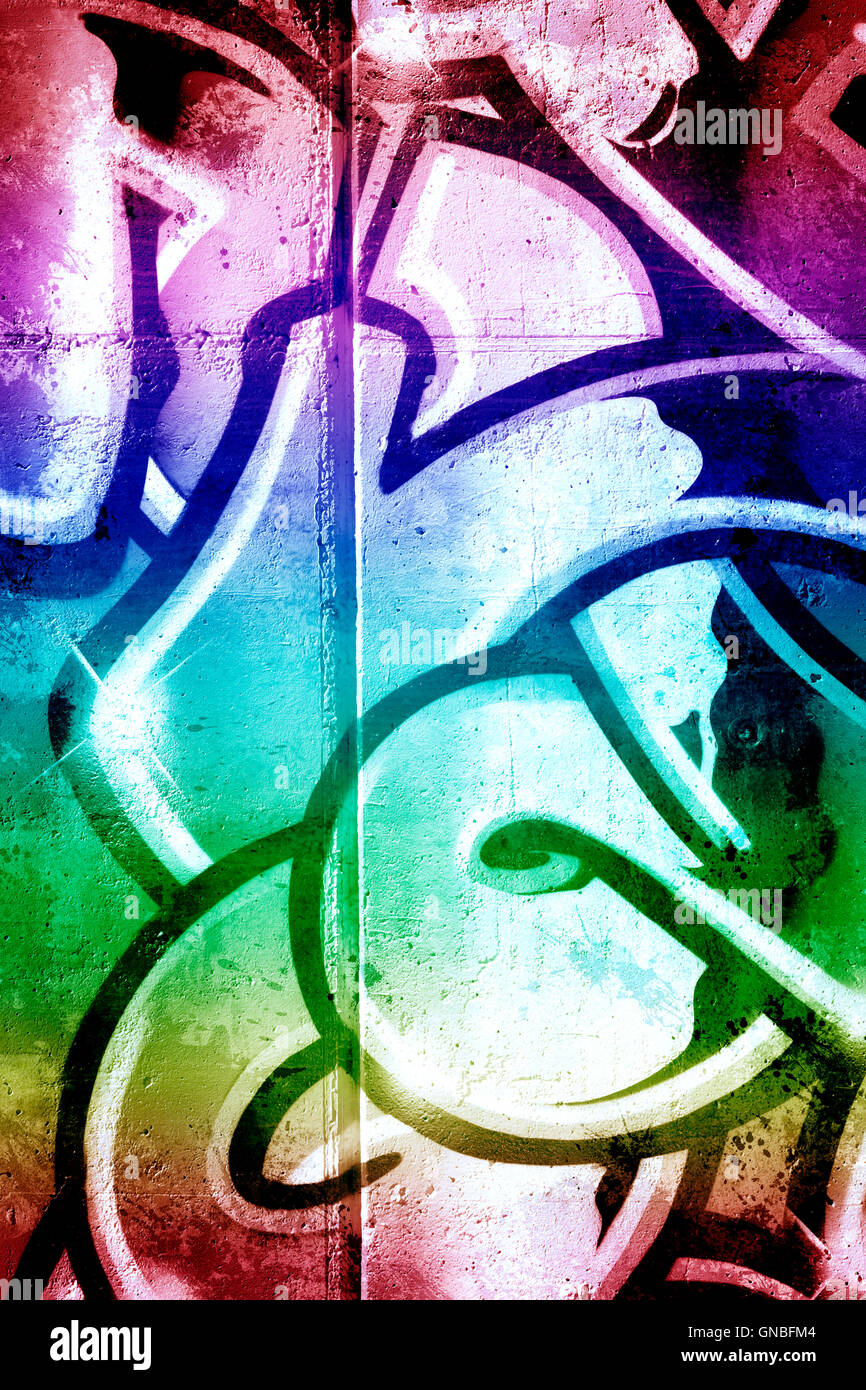 Graffiti over old dirty wall, urban hip hop background Gray text Stock ...