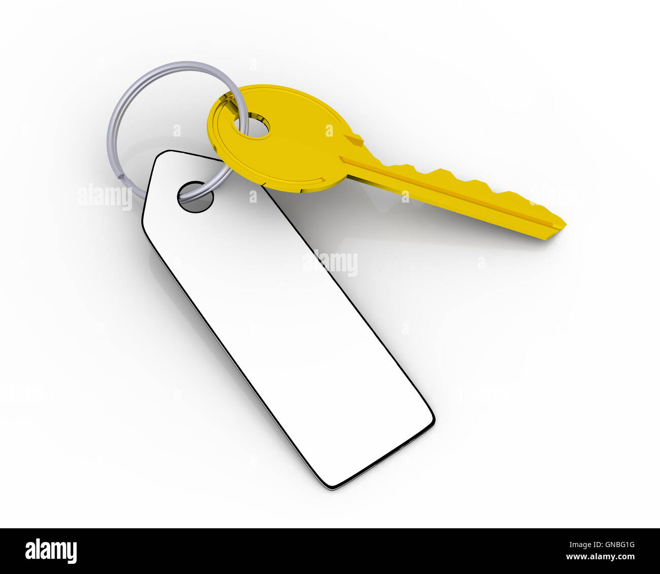 Golden key with tag Stock Photo - Alamy