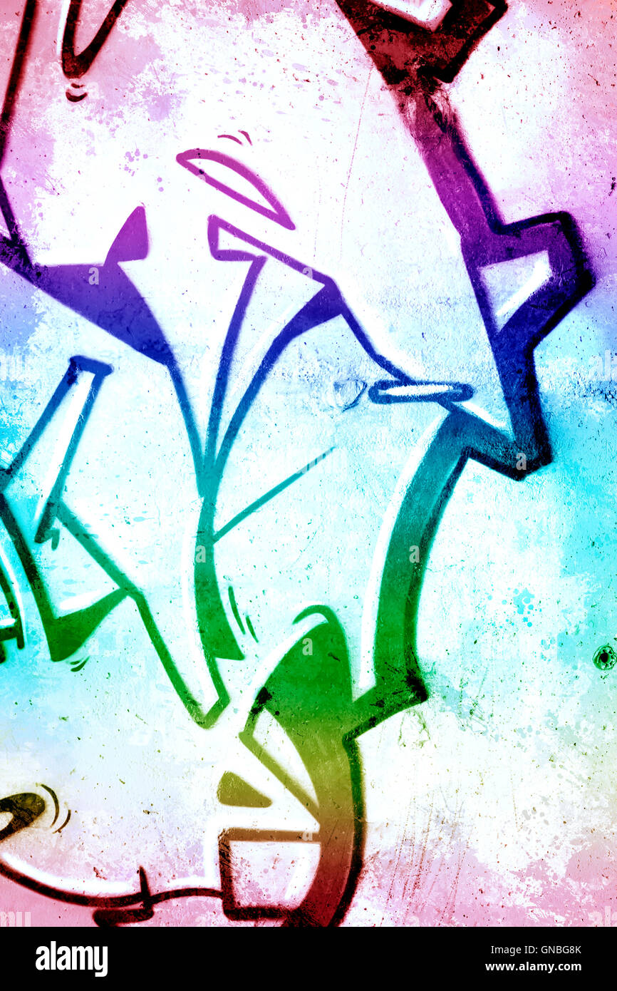 Graffiti over old dirty wall, urban hip hop background Gray text Stock ...