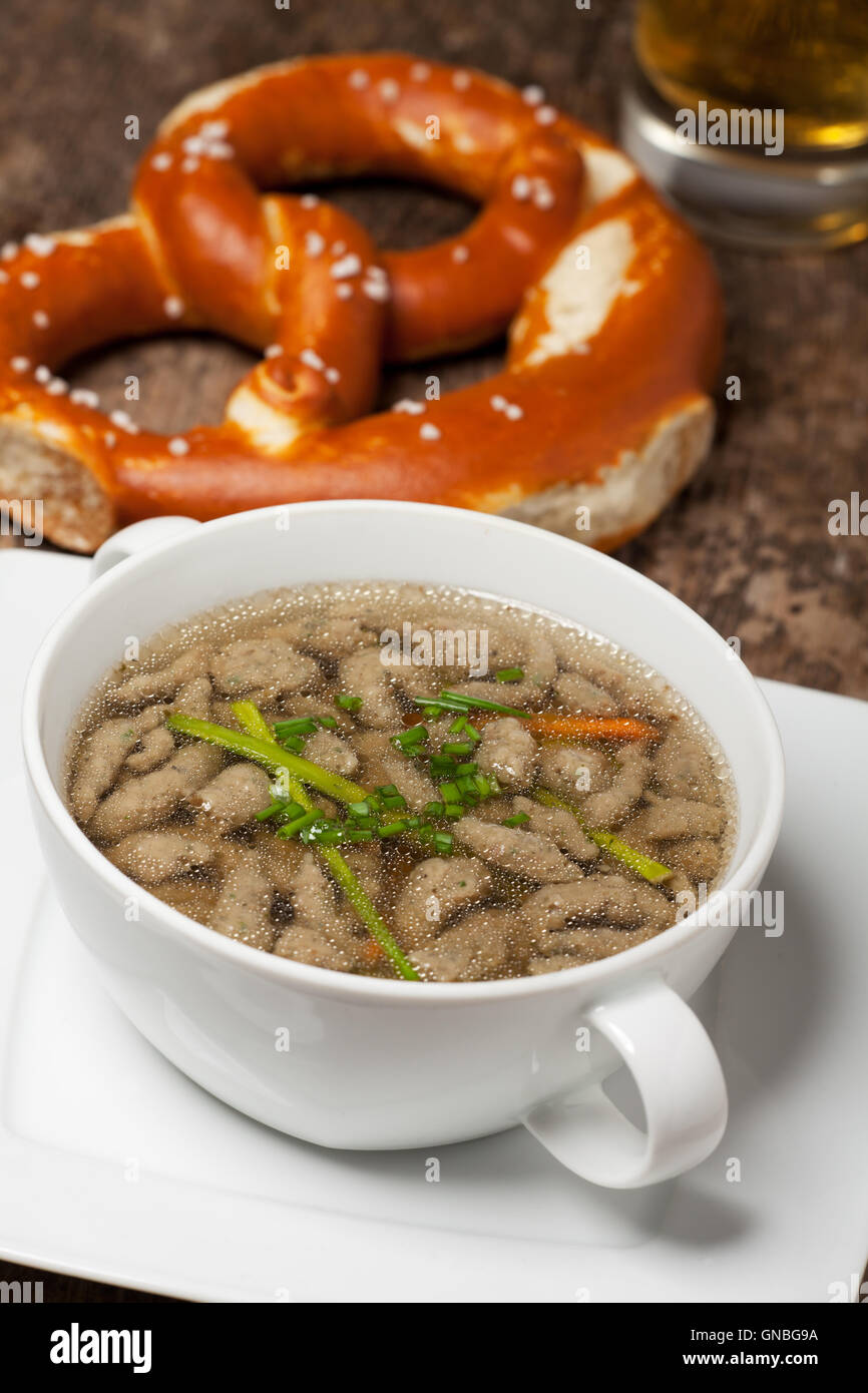 bavarian liver pasta soup Stock Photo - Alamy