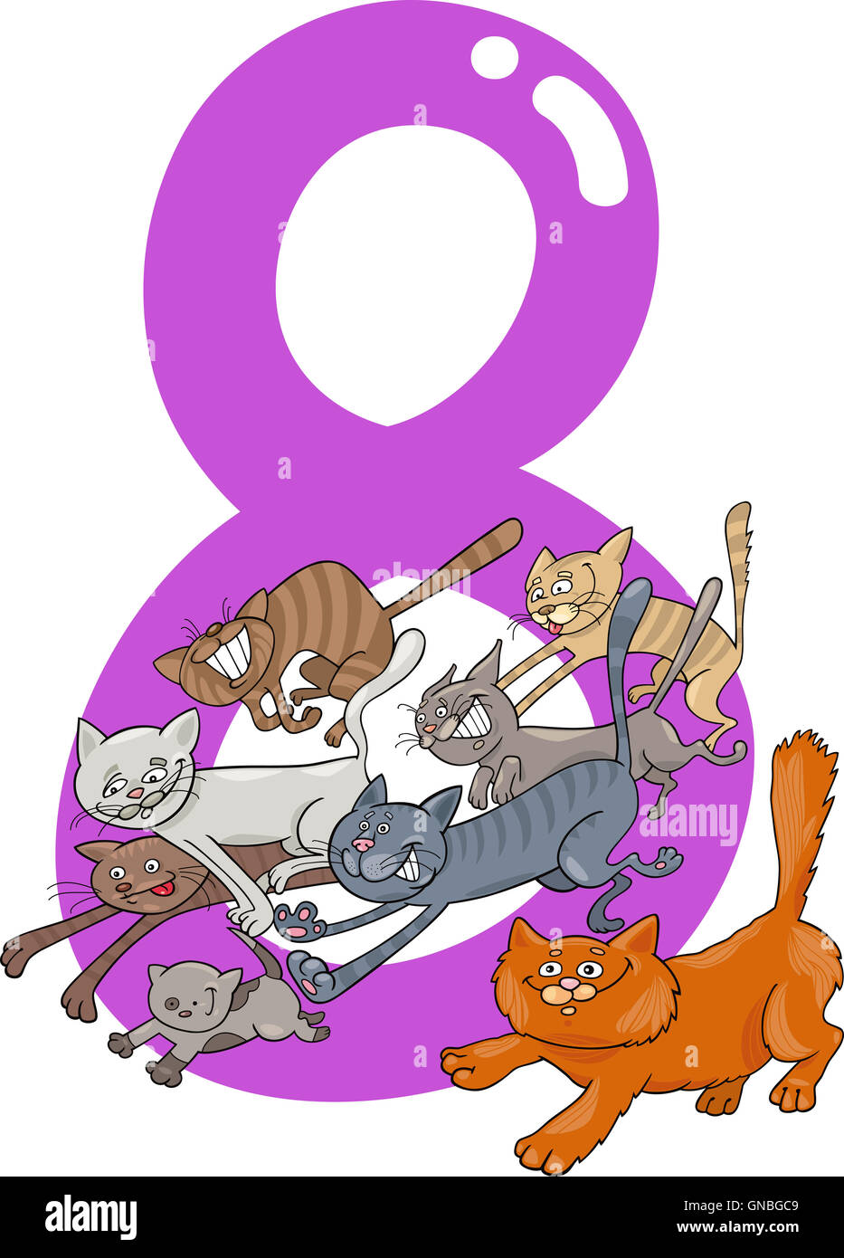 number eight and 8 cats Stock Photo - Alamy