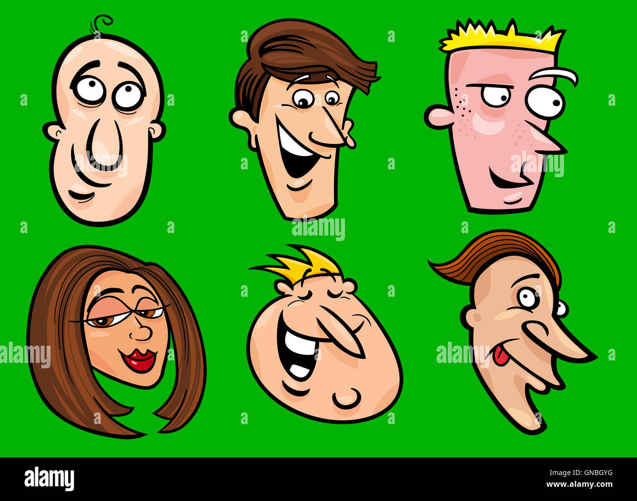 set of happy people faces Stock Photo - Alamy