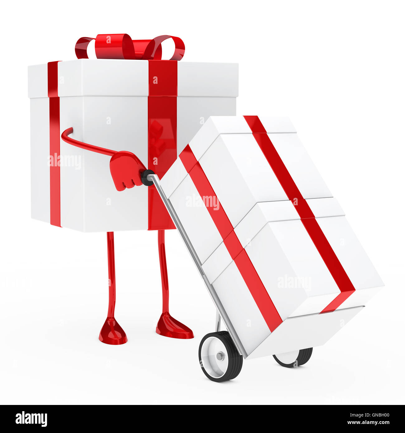 gift box hold hand truck Stock Photo - Alamy