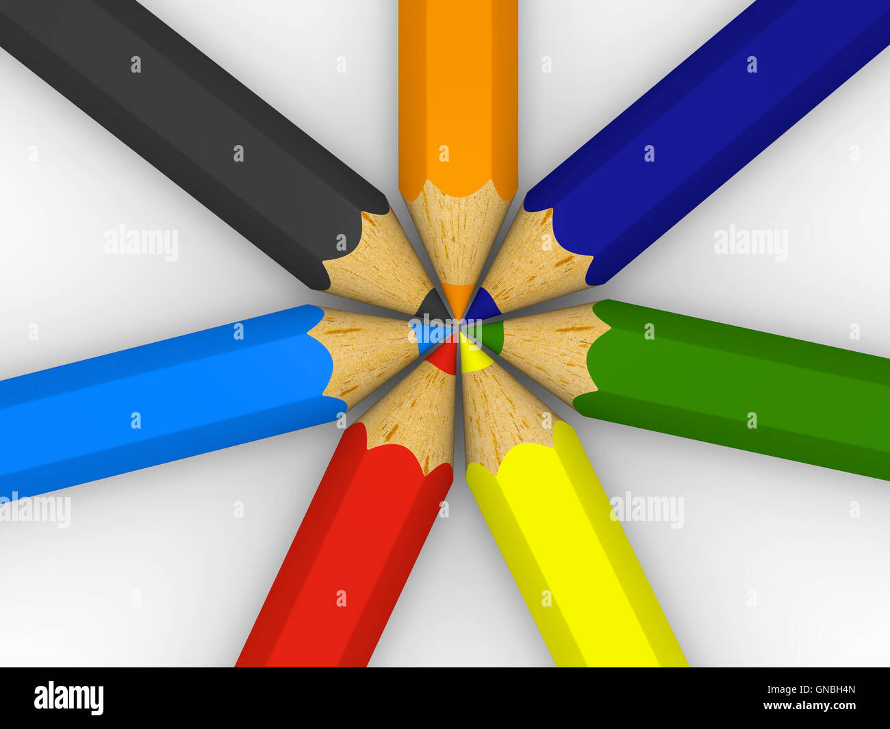 Centered color pencils Stock Photo - Alamy