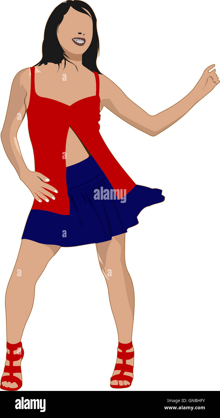 Vector illustration of a woman dancing on a white background Stock ...