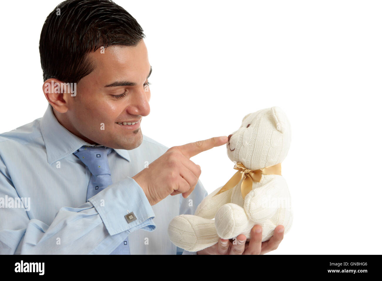 Man with teddy bear Stock Photo - Alamy