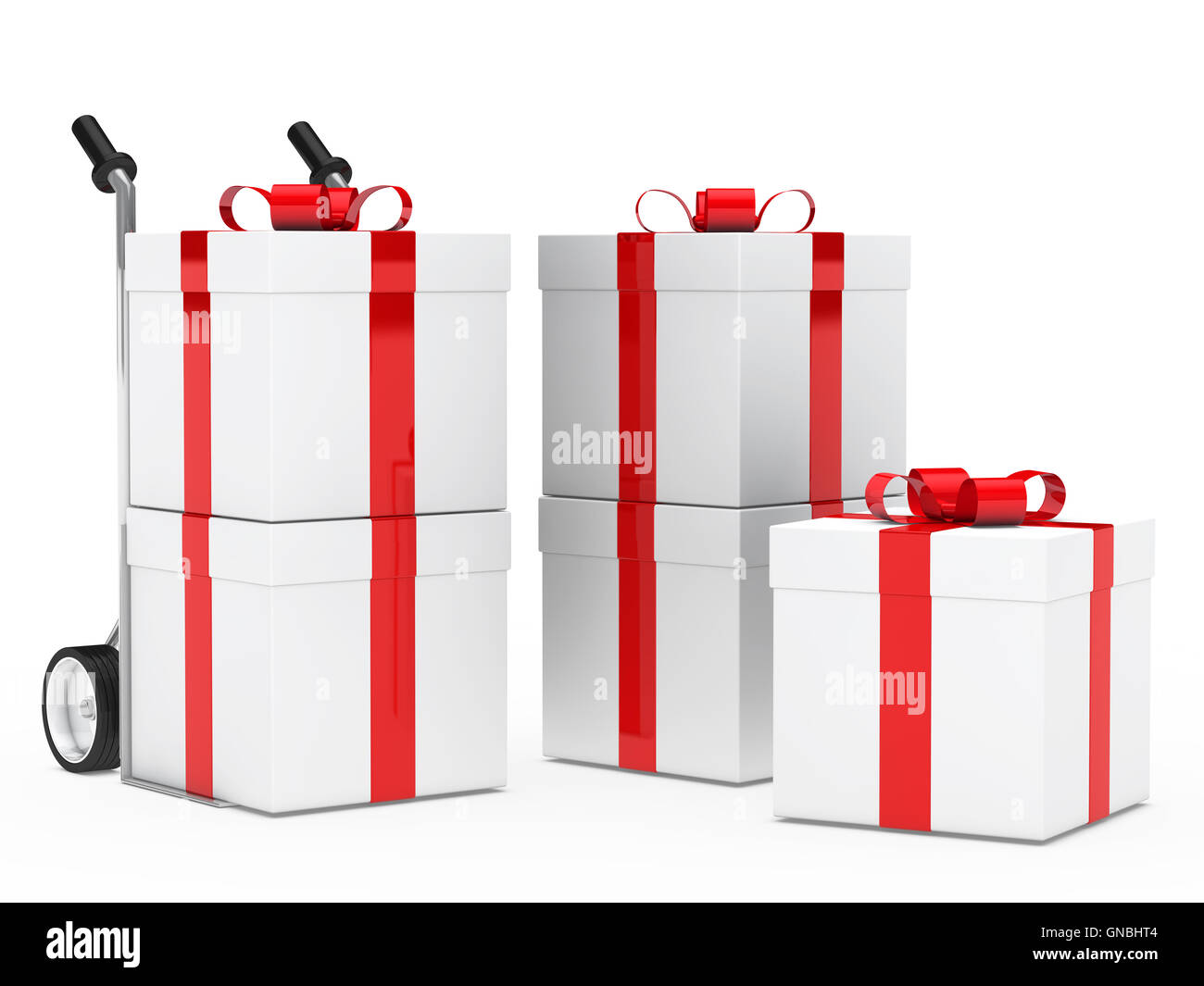 gift boxes hand truck Stock Photo - Alamy