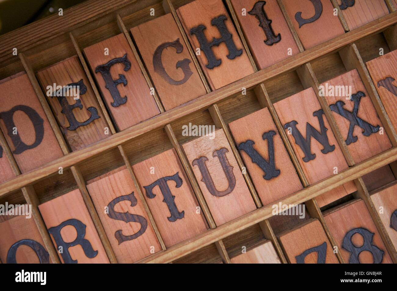 Redwood Letter Blocks Stock Photo - Alamy