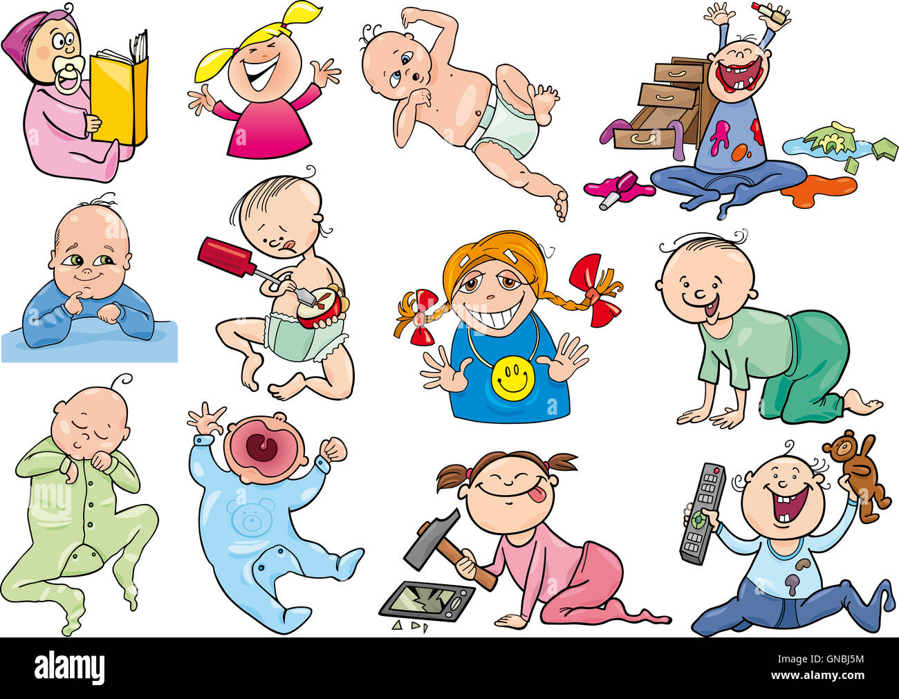 cartoon babies and children set Stock Photo - Alamy