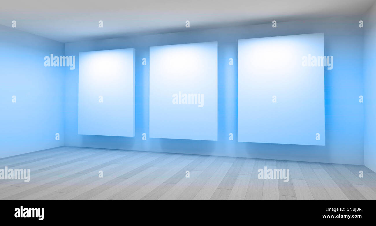 Empty gallery, 3d room Stock Photo - Alamy