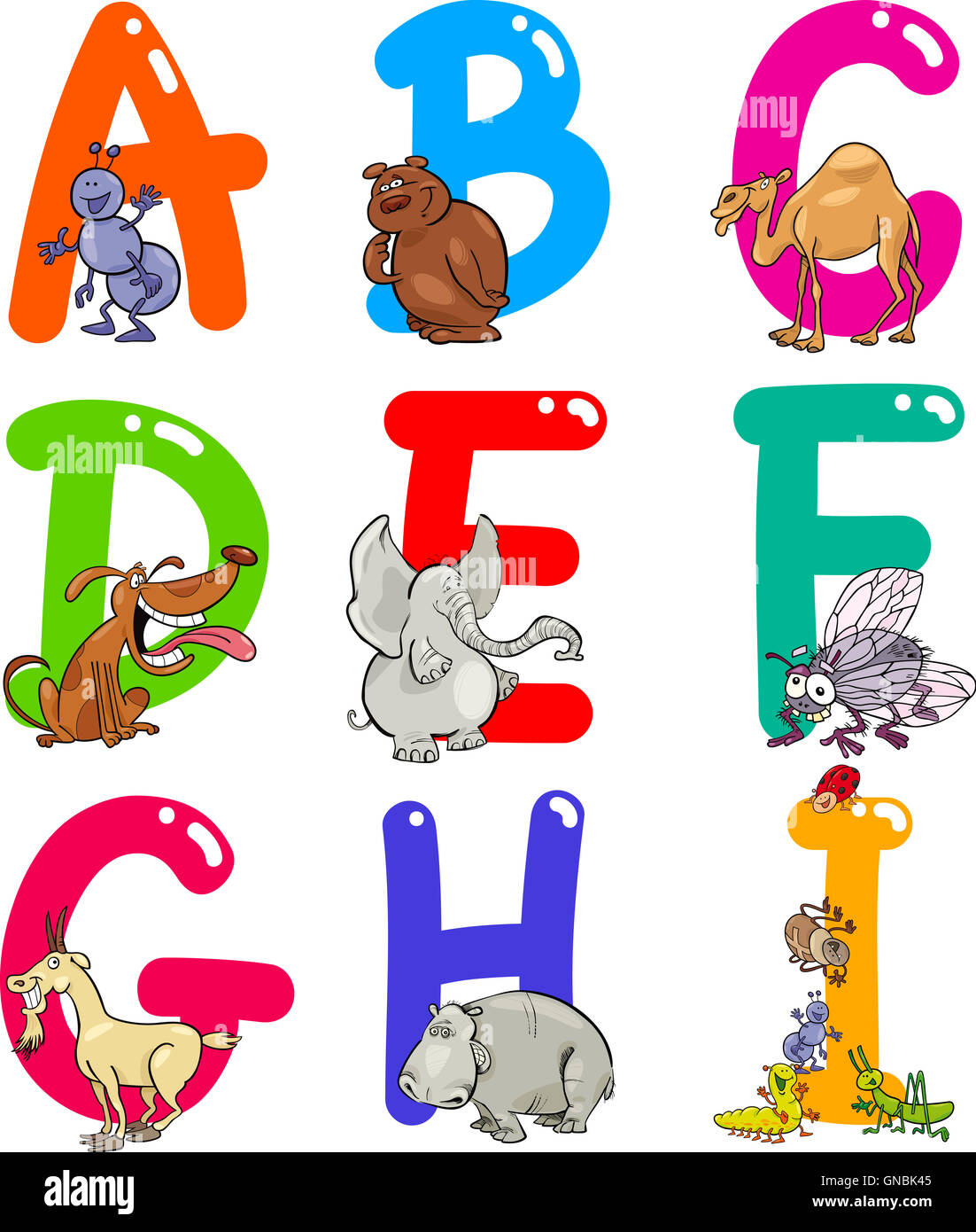 Cartoon Alphabet with Animals Stock Photo - Alamy