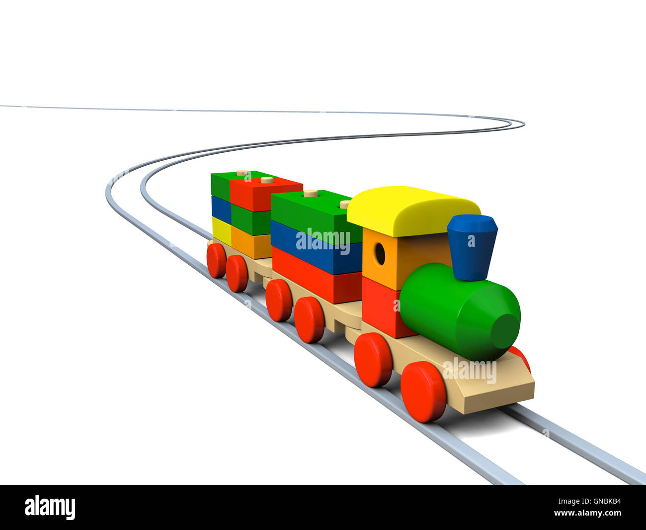 Wooden toy train illustration Stock Photo - Alamy