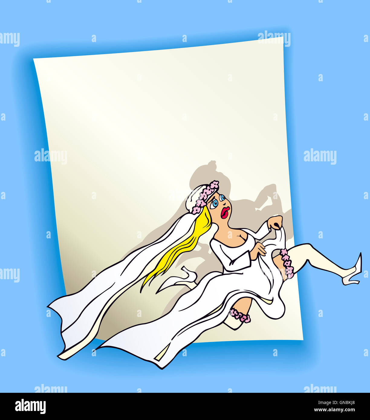 cartoon design with running bride Stock Photo - Alamy