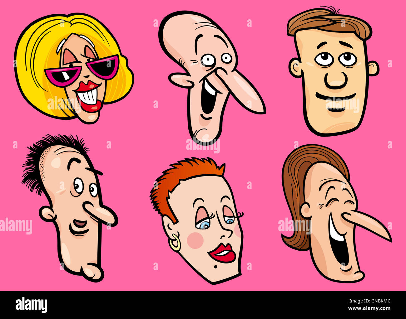 set of happy people faces Stock Photo - Alamy