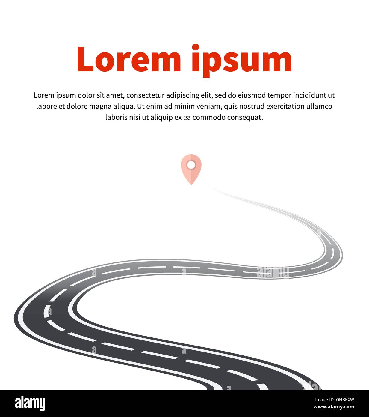 The road stretches into the distance, illustration with text template ...
