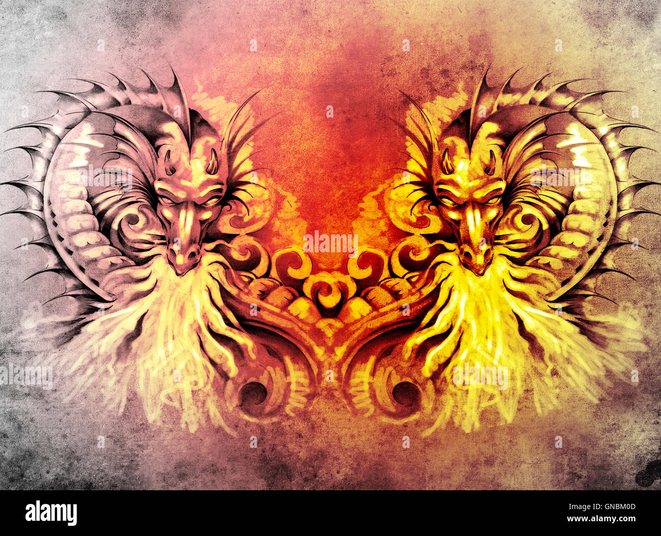 Medieval monster line drawing hi-res stock photography and images - Alamy