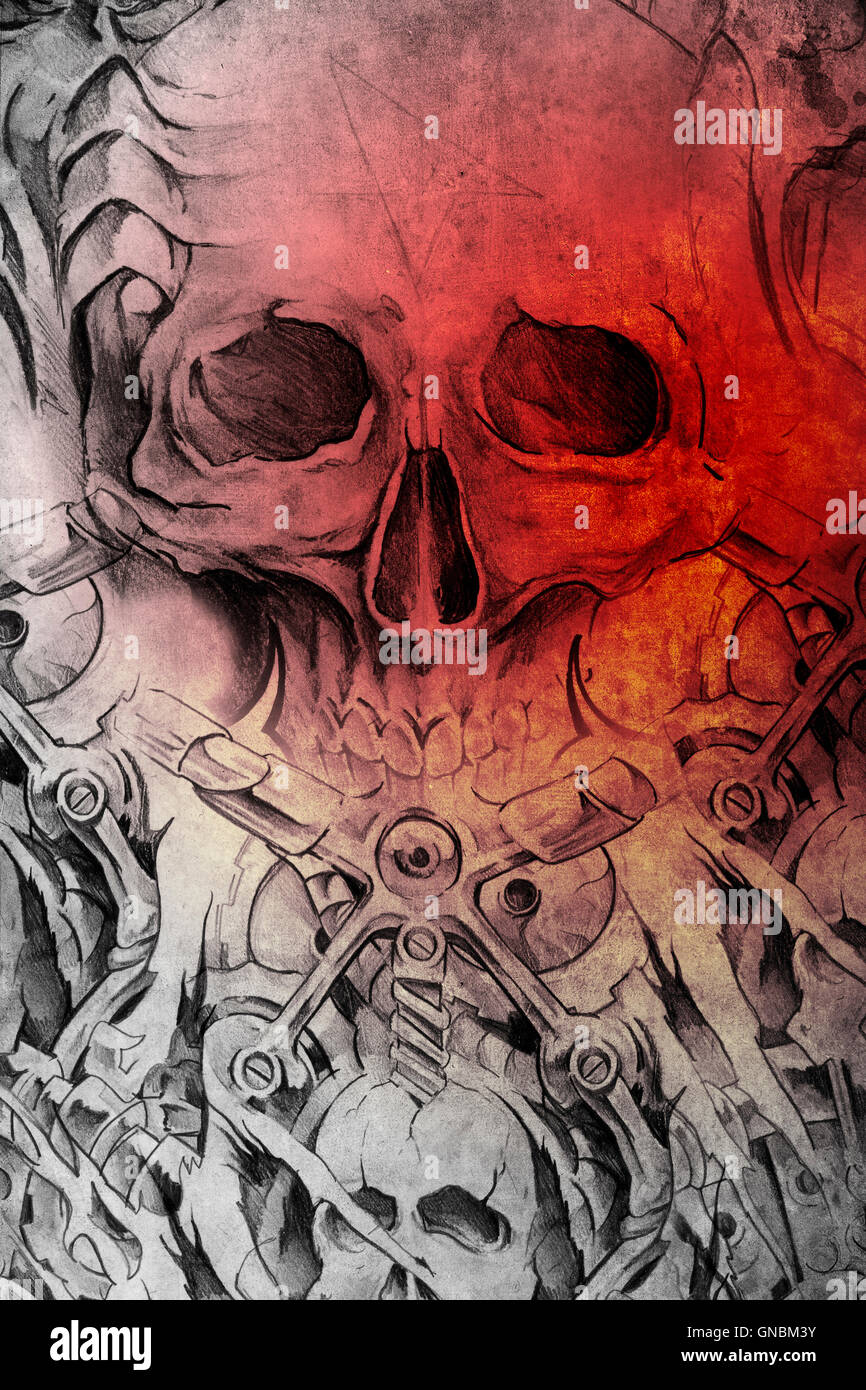 Cool Skull Tattoo Designs On Paper