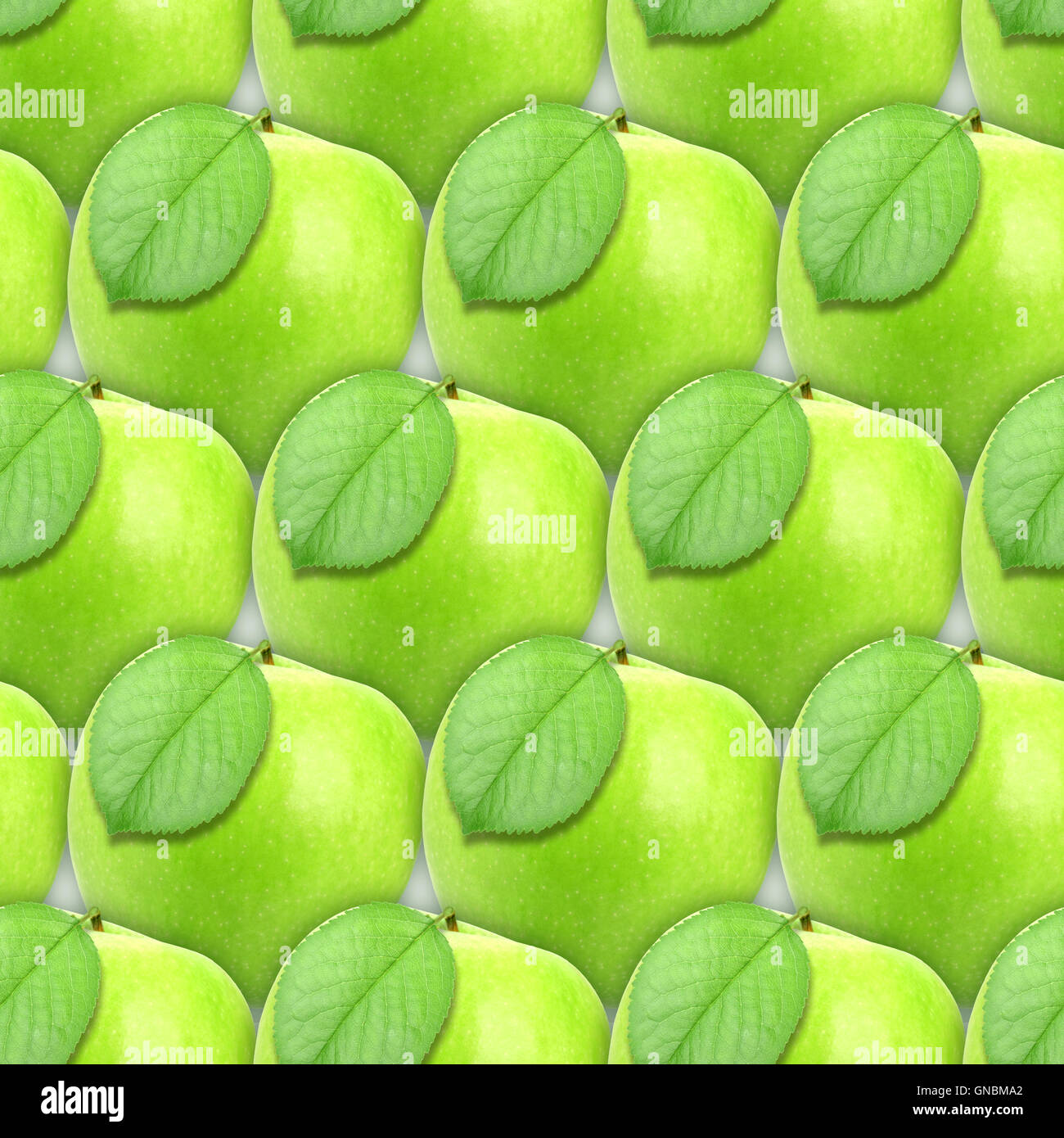 Seamless pattern of green apples with leaf Stock Photo - Alamy