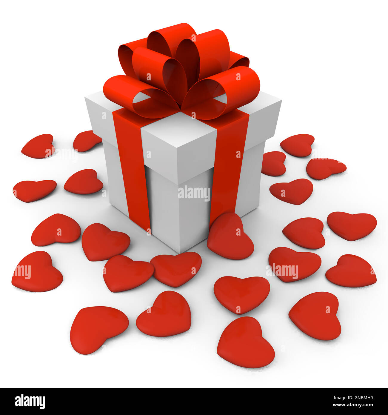 Valentine's Day gift box with small hearts Stock Photo - Alamy