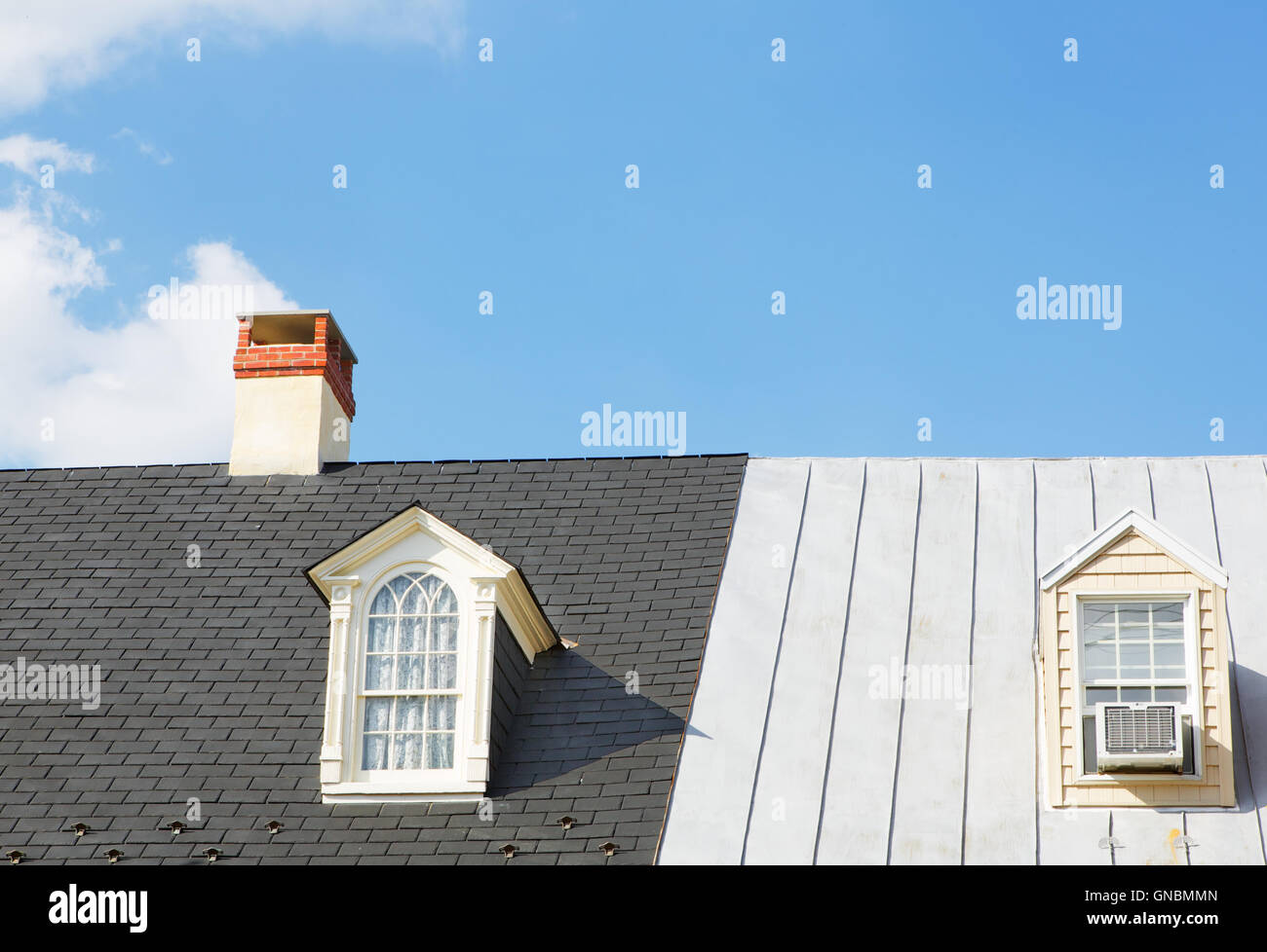 Two Windows and Chimney Stock Photo - Alamy