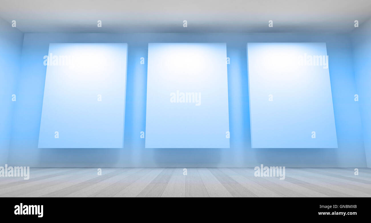 Empty gallery, 3d room Stock Photo - Alamy