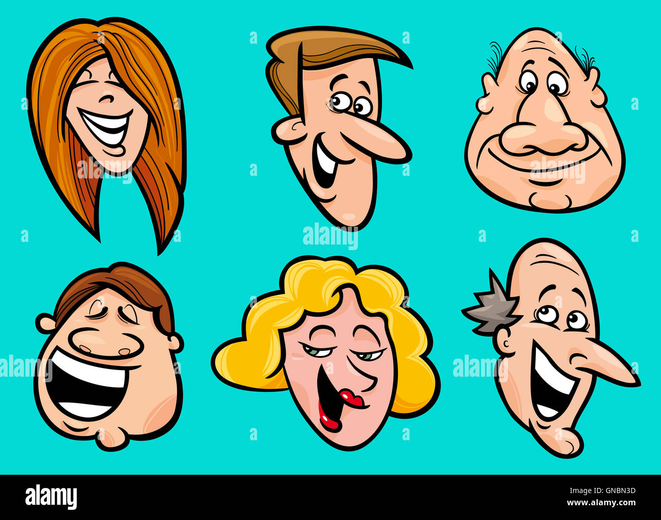 set of happy people faces Stock Photo - Alamy
