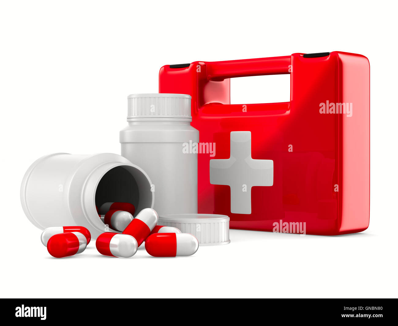 First aid kit on white background. Isolated 3D image Stock Photo - Alamy