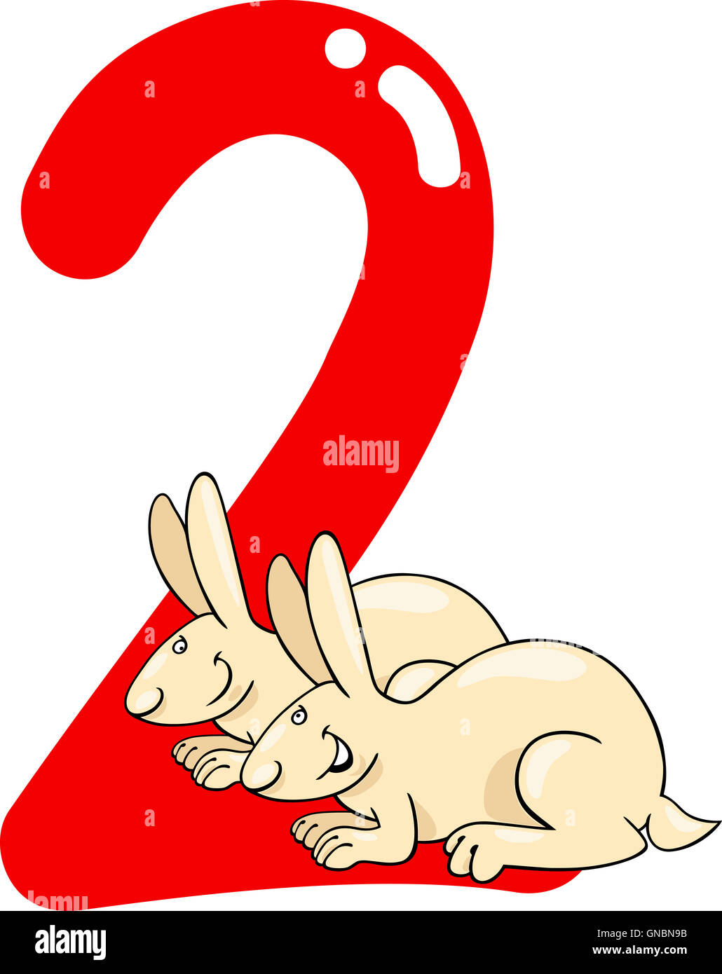 number two and 2 rabbits Stock Photo - Alamy