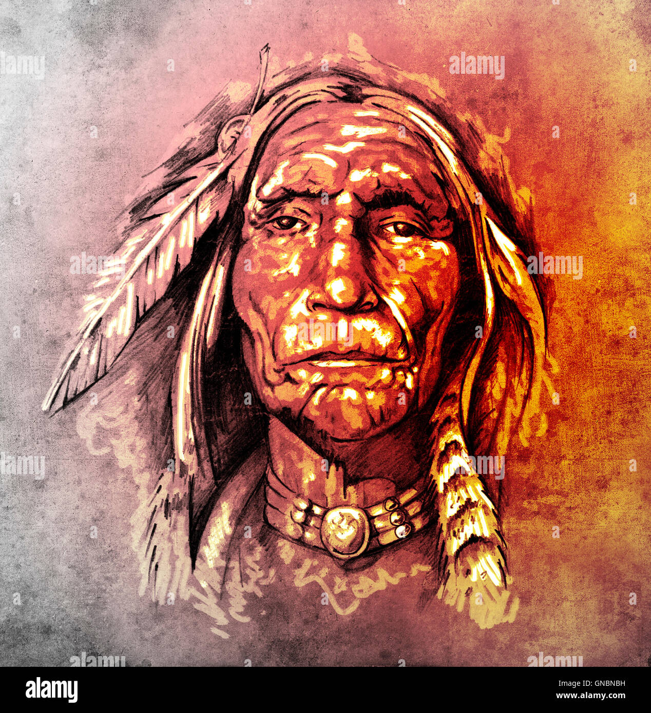Art portrait american indian head hi-res stock photography and images ...