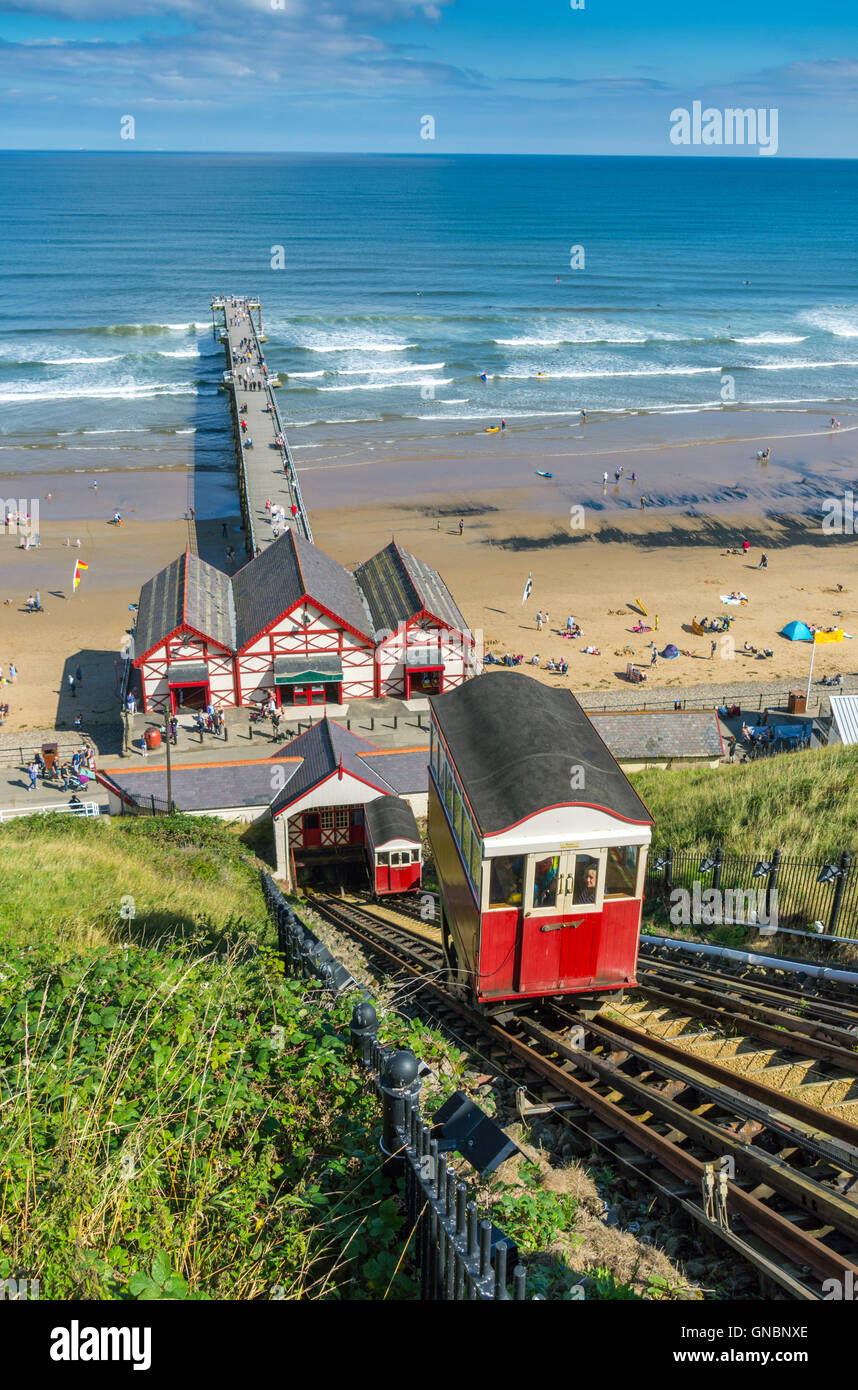 Saltburn by the Sea water-powered funicular railway Stock Photo - Alamy