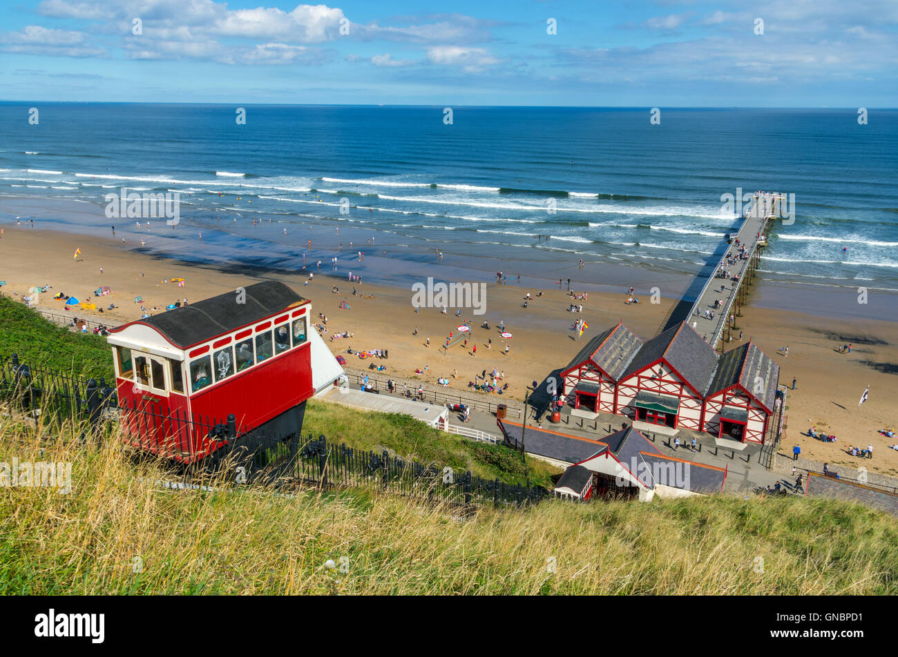 Saltburn by the Sea water-powered funicular railway Stock Photo - Alamy