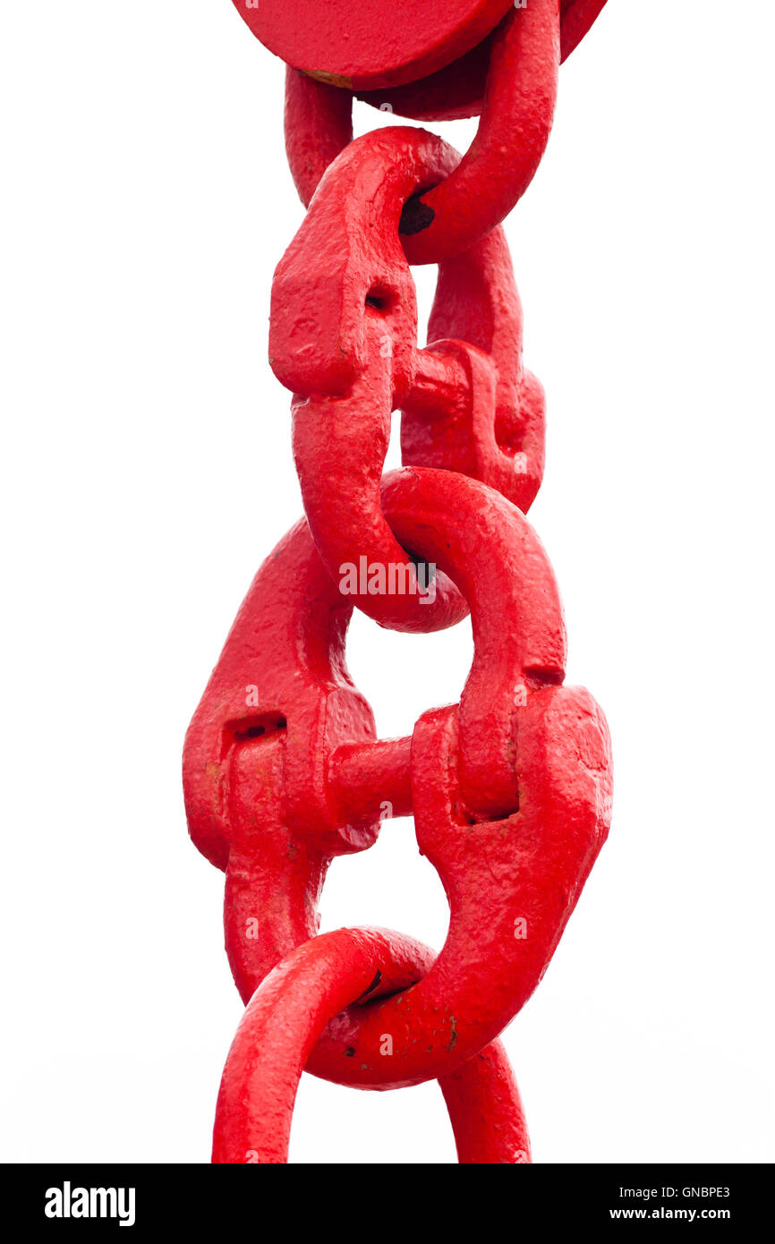 Big painted red chain links isolated on white Stock Photo - Alamy