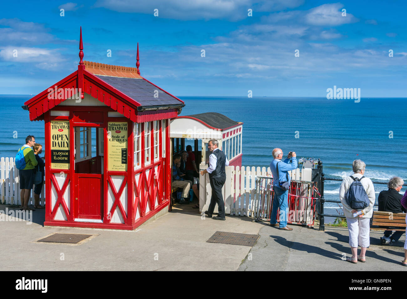 Saltburn Cliff Tramway funicular top station, Saltburn by the Sea Stock ...