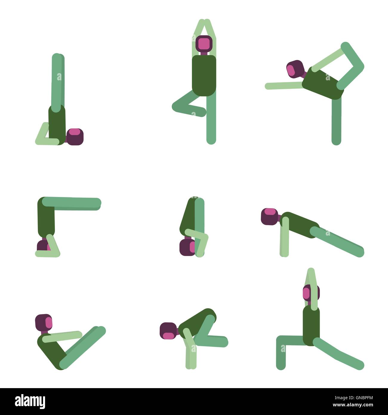 Yoga pose icon set. Collection of asanas.Vector illustration Stock ...