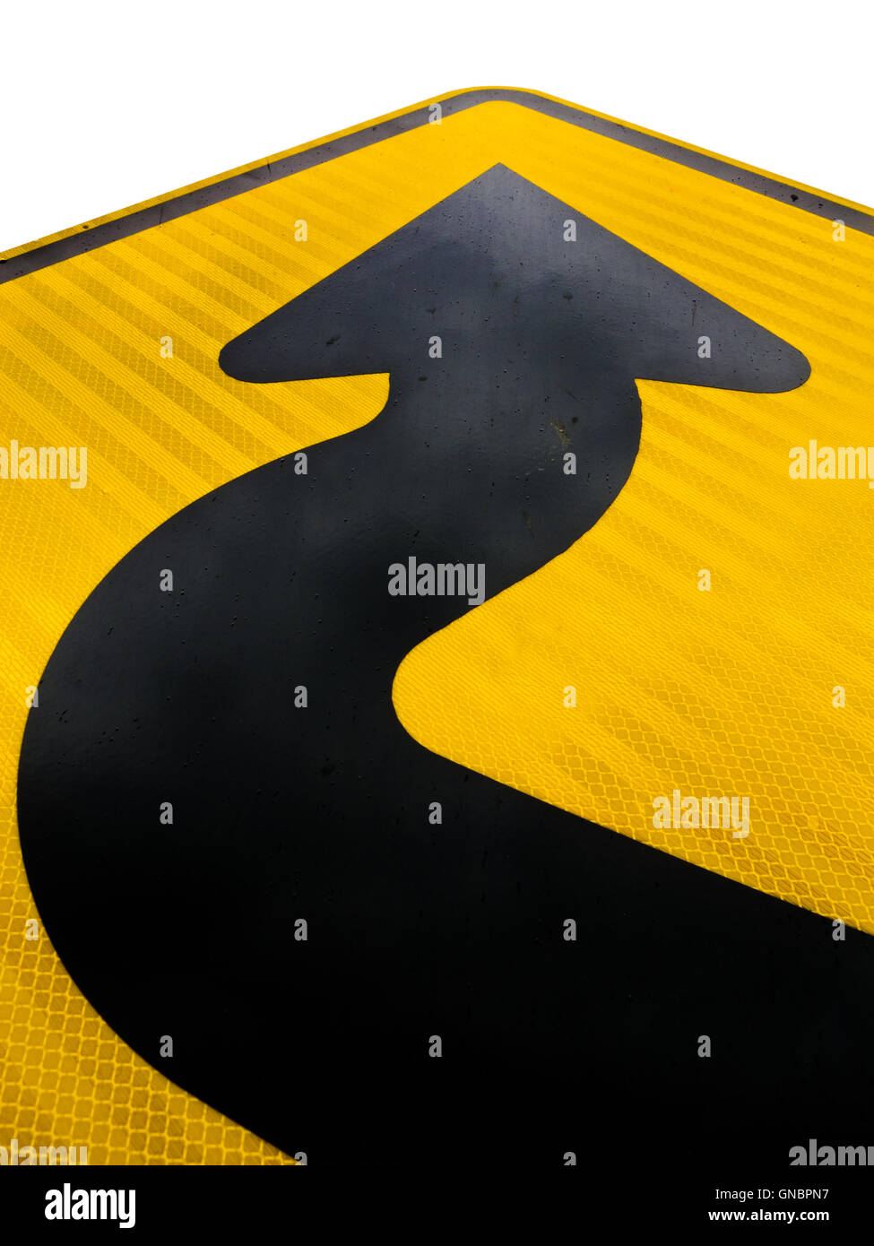 Wavy arrow on road sign pointing up for success Stock Photo - Alamy