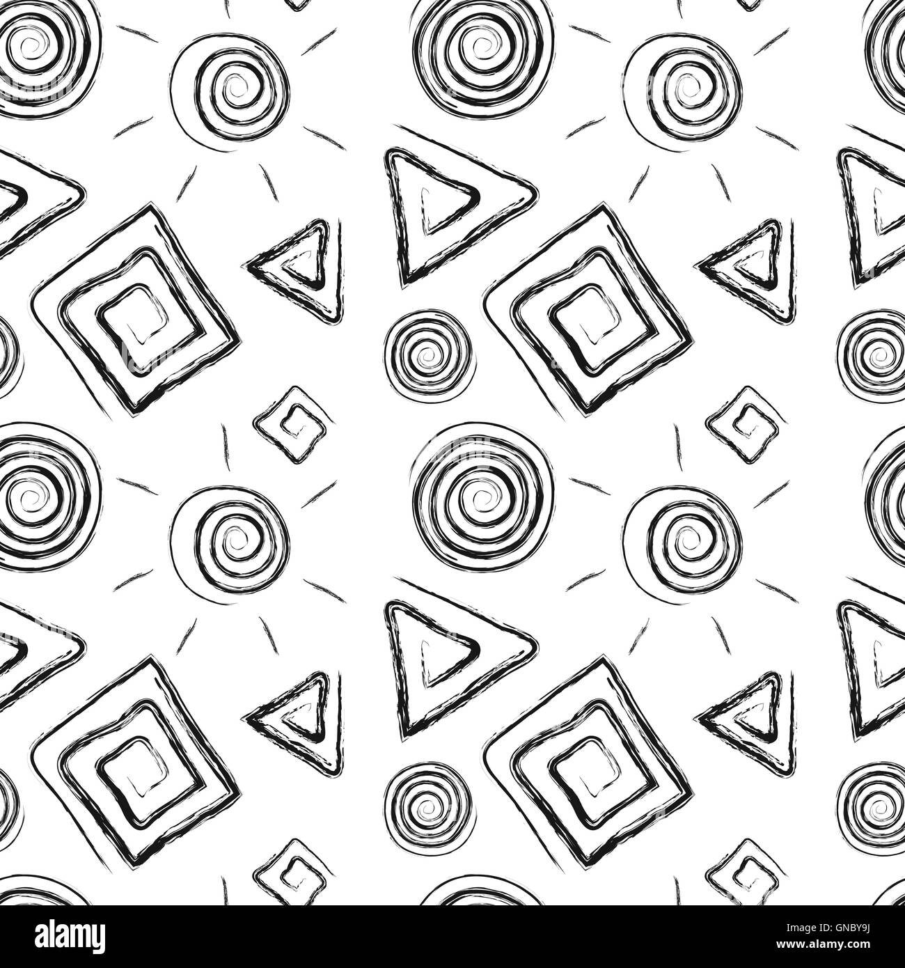 Hand drawn shapes on white, seamless pattern Stock Vector Image & Art ...