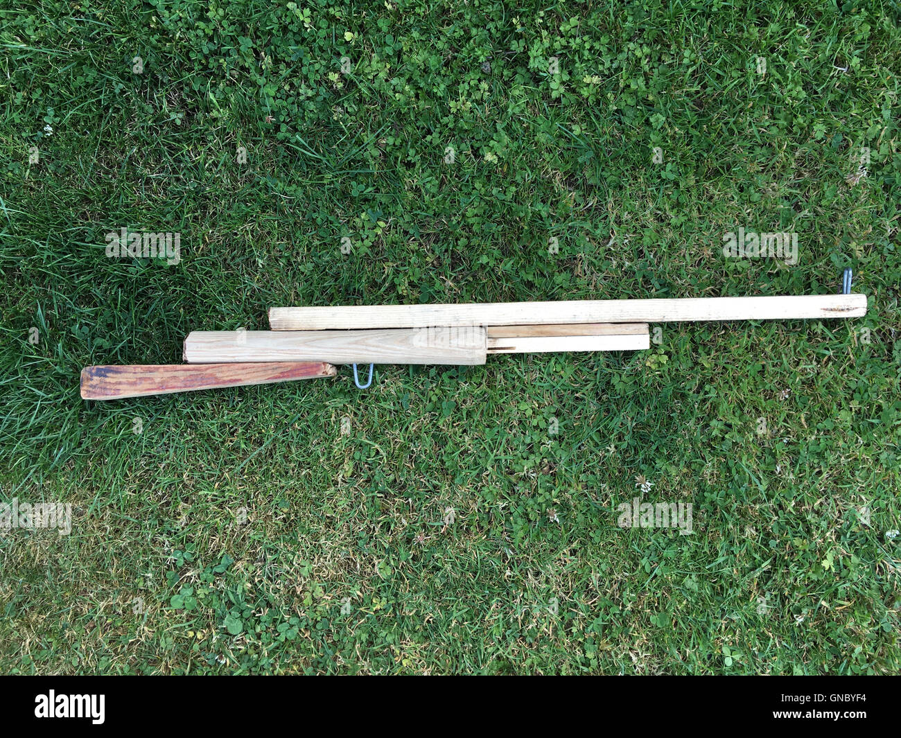 It's a photo of a Wood Weapon Toy homemade by kid Stock Photo - Alamy