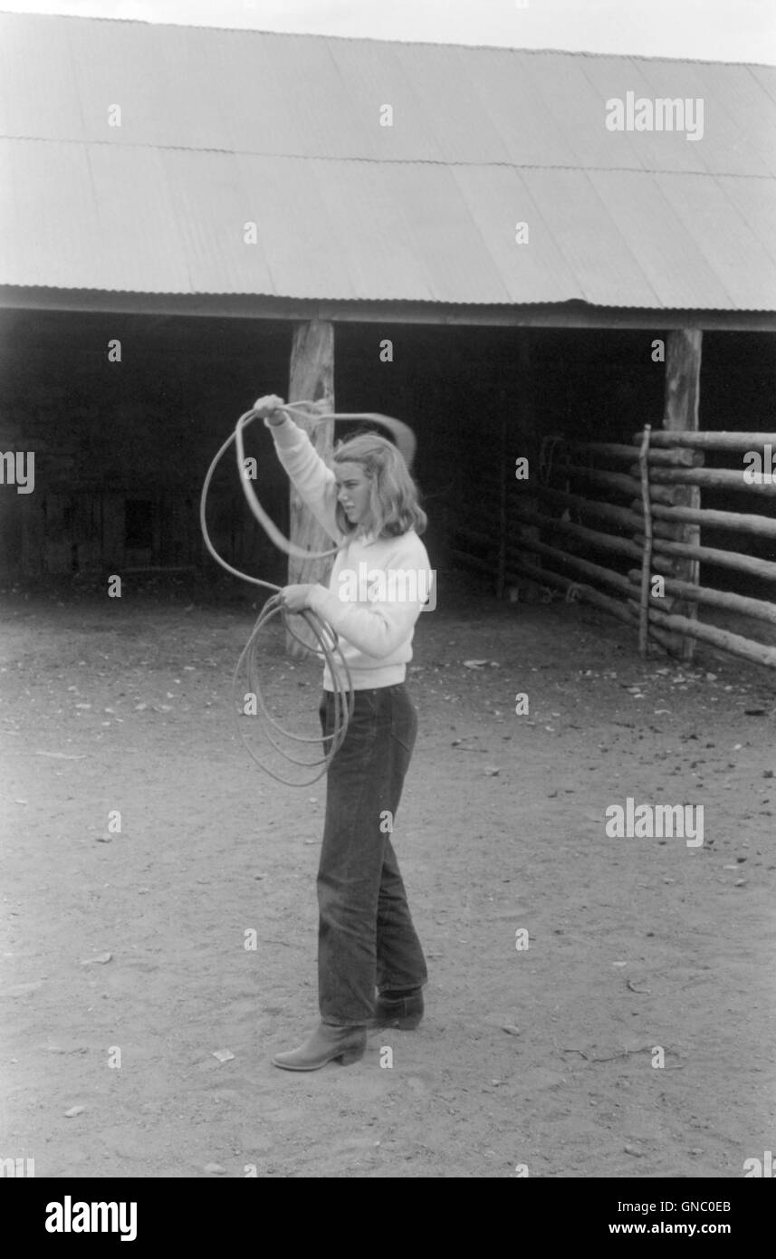 Teen Girl Learning how to Throw a Rope, Brewster Arnold Circle U Ranch ...