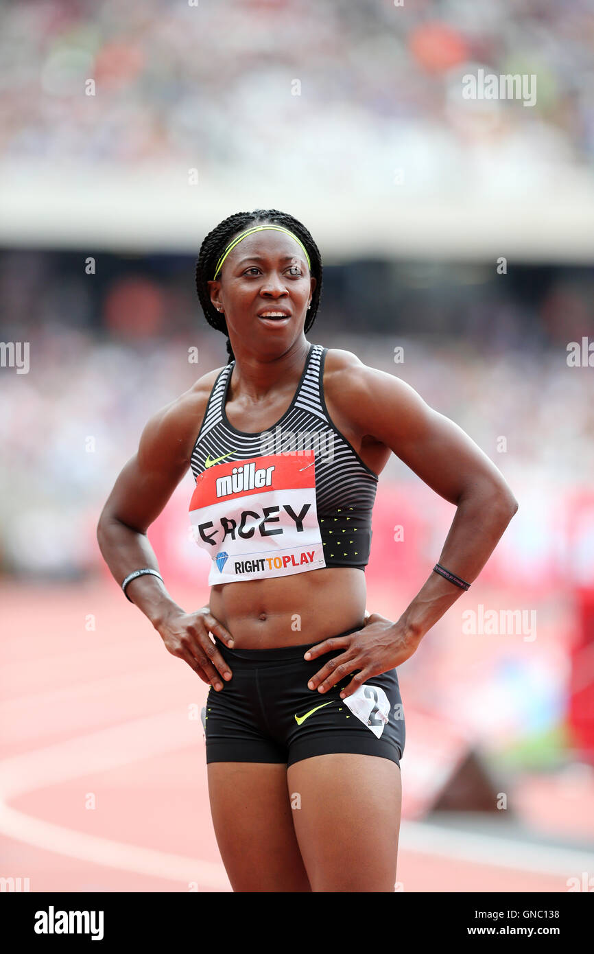 Simone FACEY competing in the Women's 100m final at the IAAF Diamond ...
