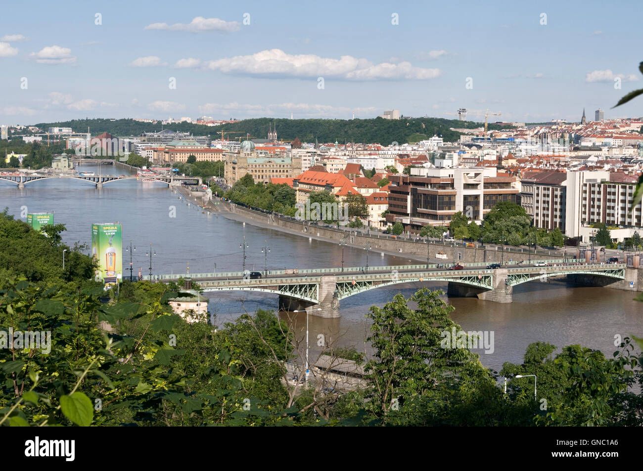 Skyline of the River Vltava, Manesuv most ( bridge) in Prague, Czech ...