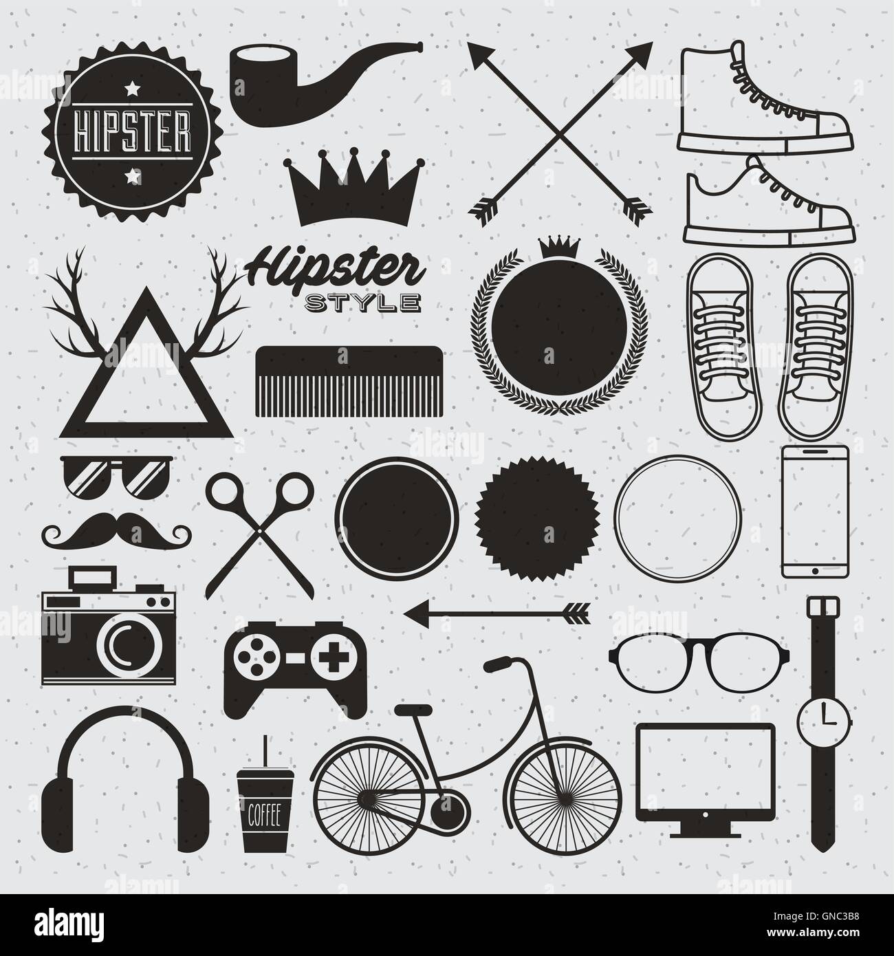 hipster style set collection isolated icons Stock Vector Image & Art ...