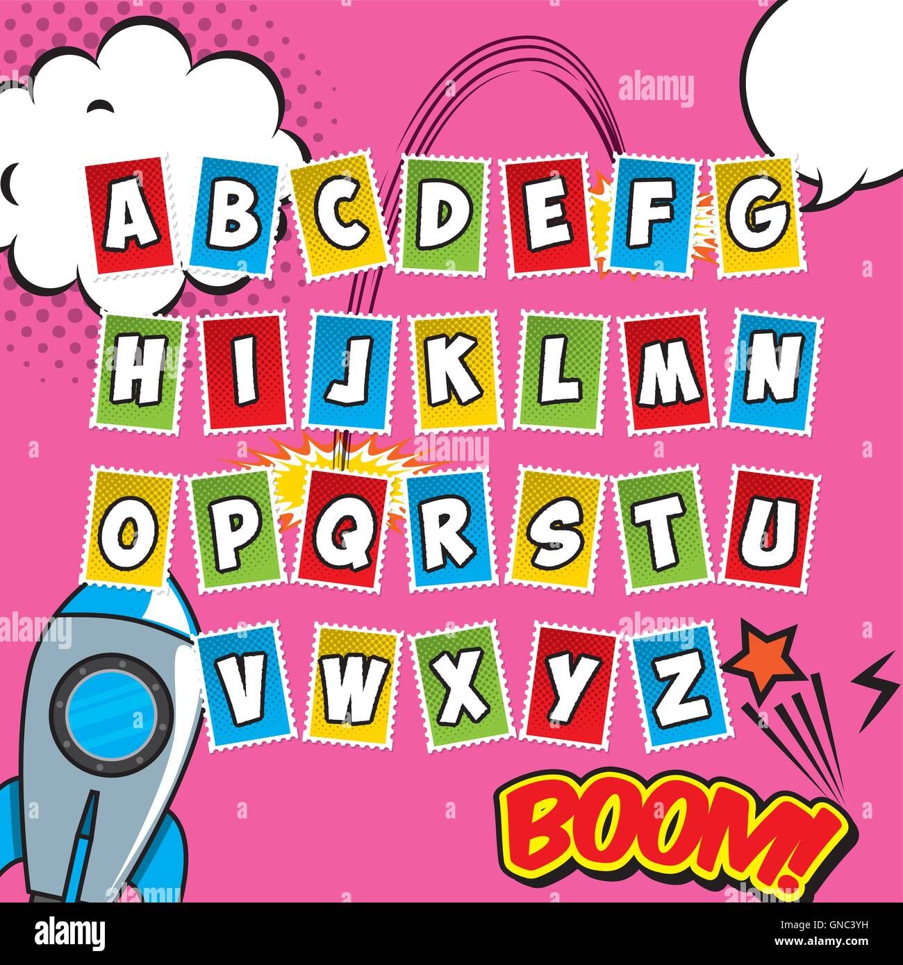 comic font alphabet pop art Stock Vector Image & Art - Alamy