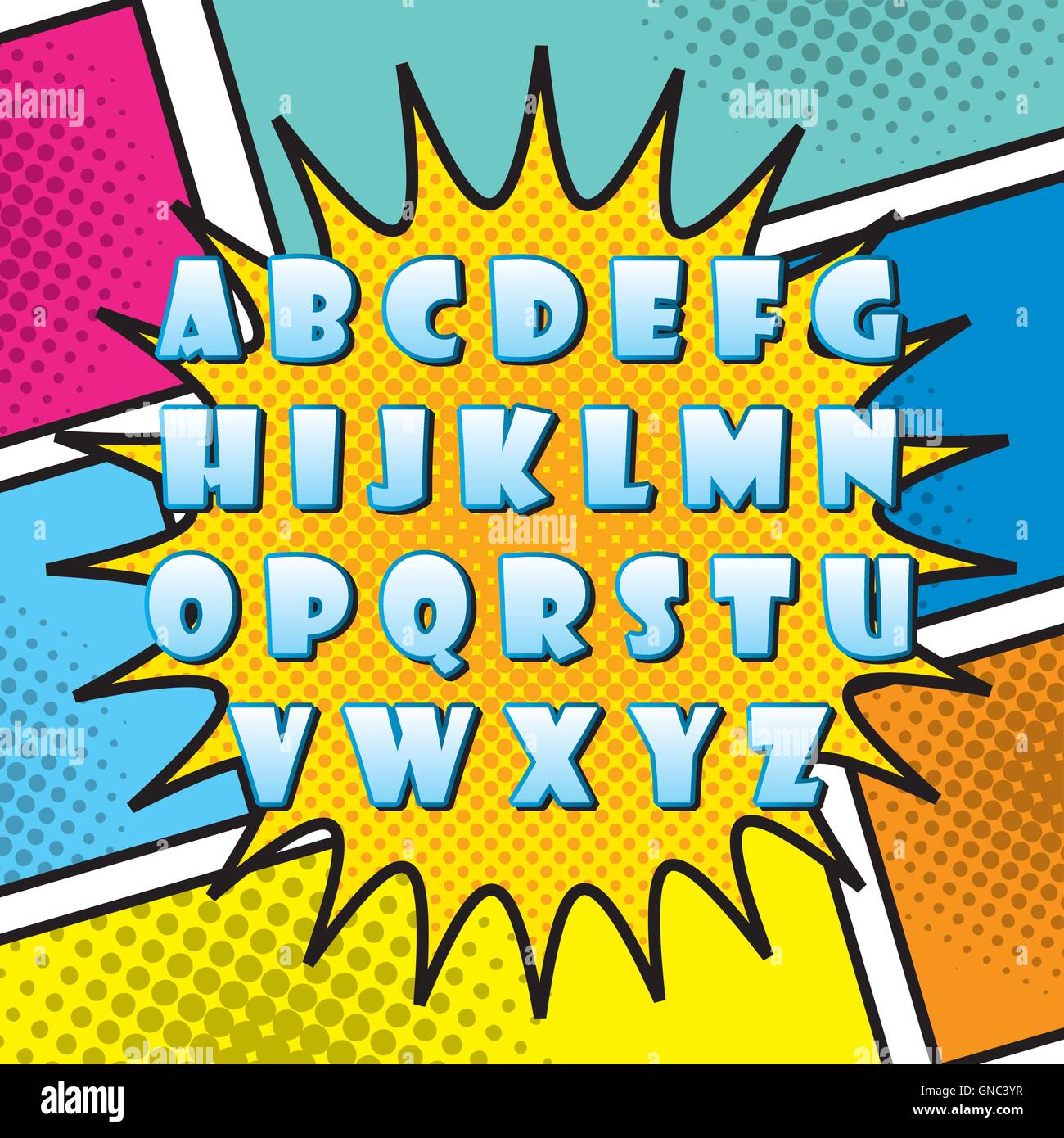comic font alphabet pop art Stock Vector Image & Art - Alamy
