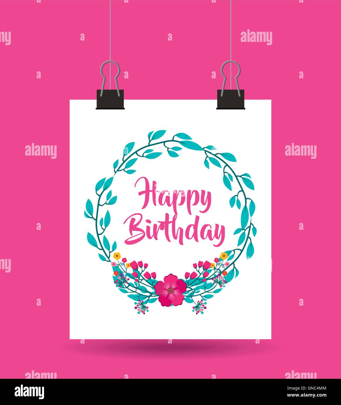 happy birthday celebration poster floral Stock Vector Image & Art - Alamy