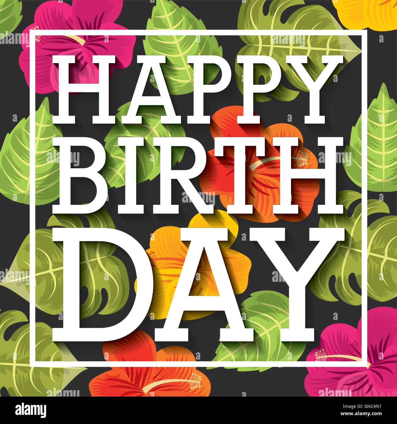 happy birthday celebration poster floral Stock Vector Image & Art - Alamy