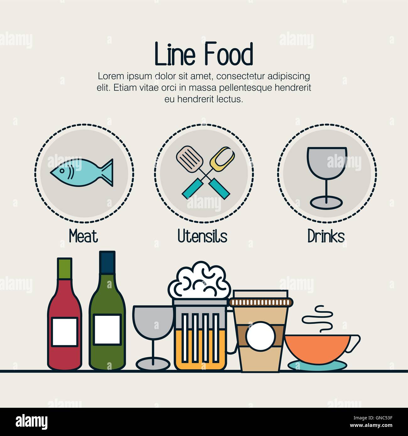 set food line isolated icons Stock Vector Image & Art - Alamy